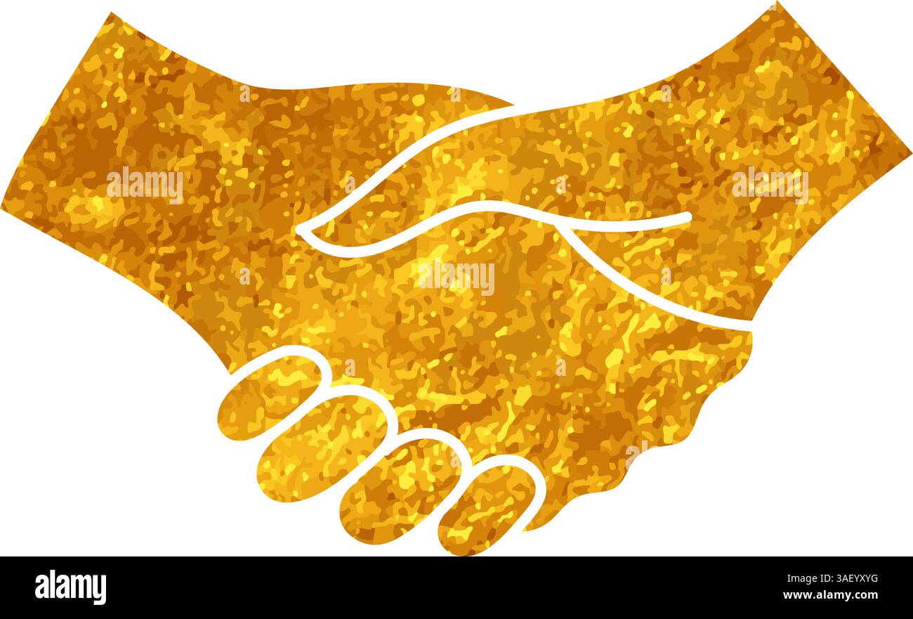 Hand shake and cross sign drawing in gold color style Stock Vector ...