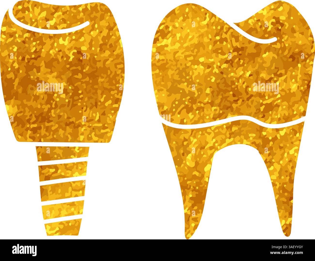 Denture false teeth drawing in gold color style Stock Vector Image ...
