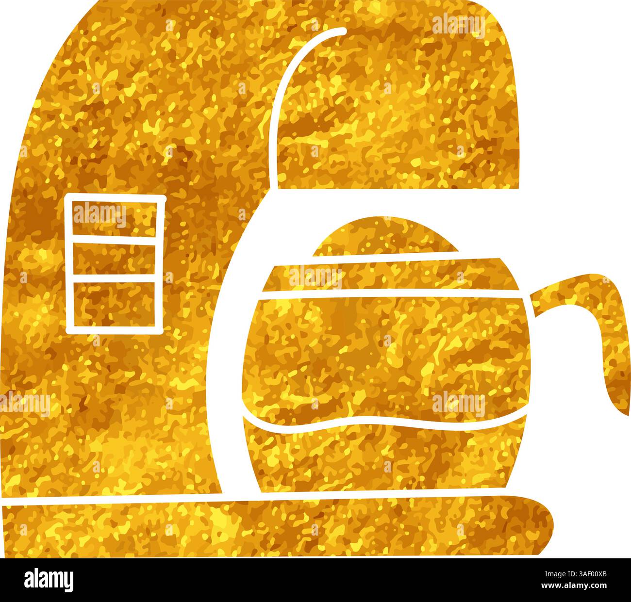 Coffee machine icon instant coffee brewing drawing in gold color style ...