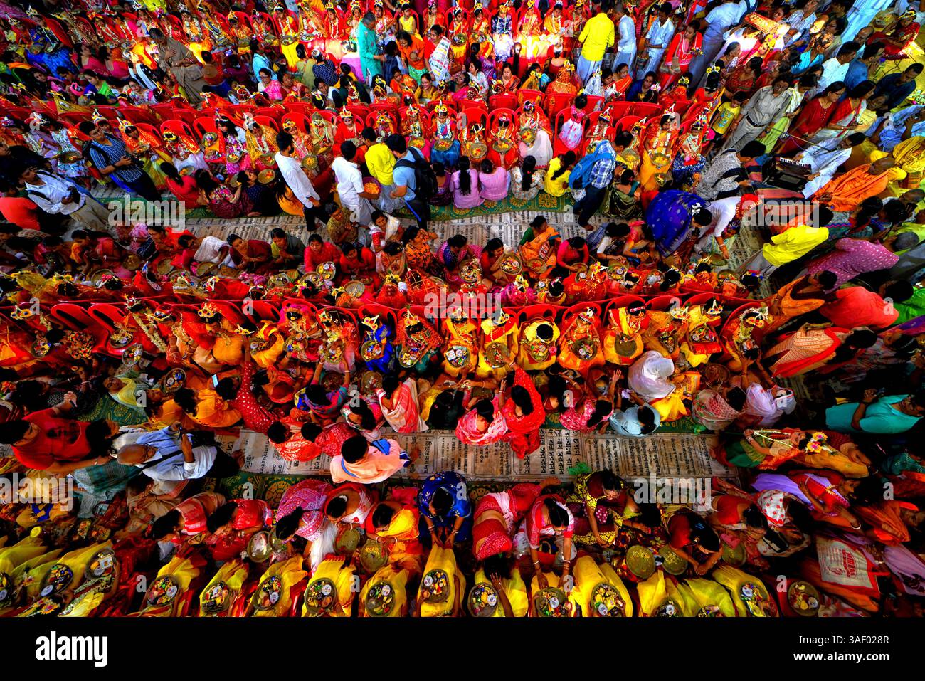 Top view in the inside of Adyapith Temple showing around 2000 young ...
