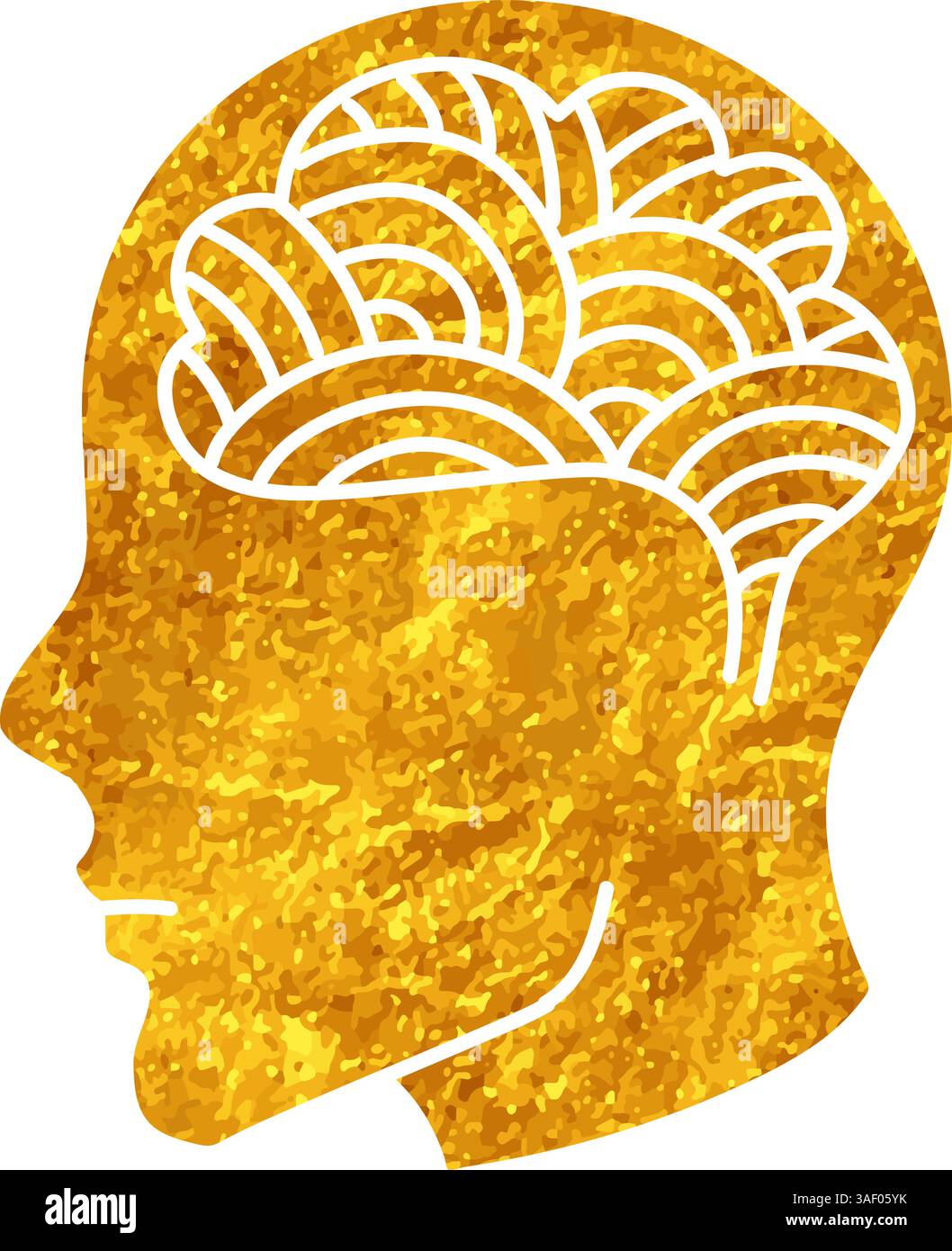 Mental health human brain drawing in gold color style Stock Vector ...