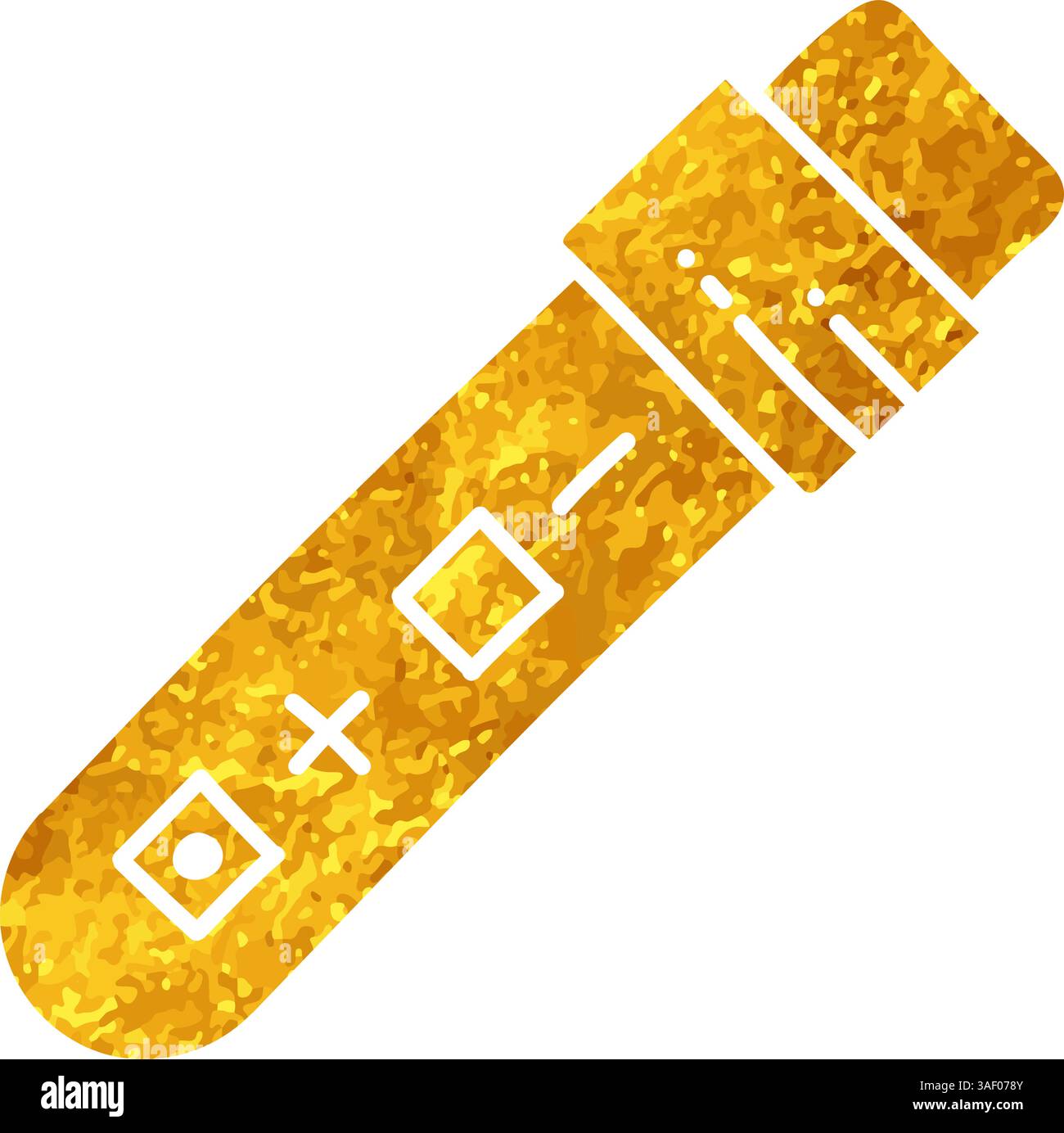 Lab testing tube with positive and negative result drawing in gold ...