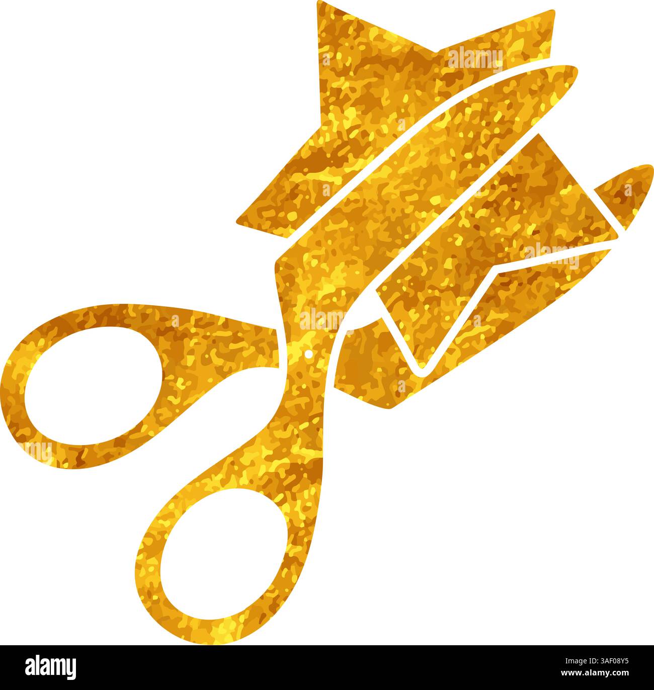 Star cutting scissor drawing in gold color style Stock Vector Image ...