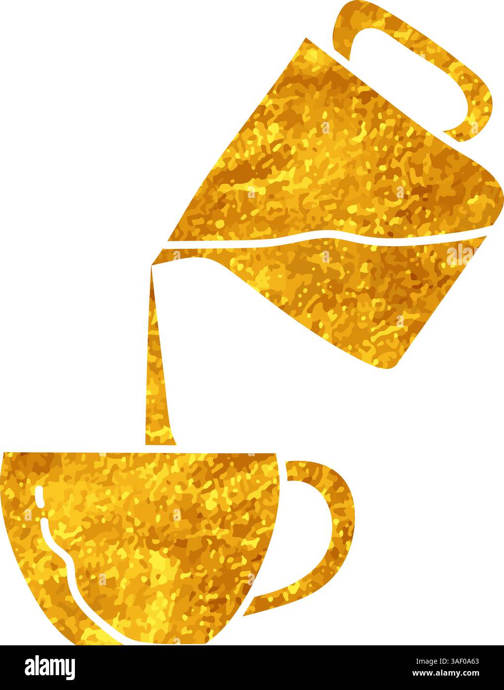 Water pouring from jug to cup drawing in gold color style Stock Vector ...