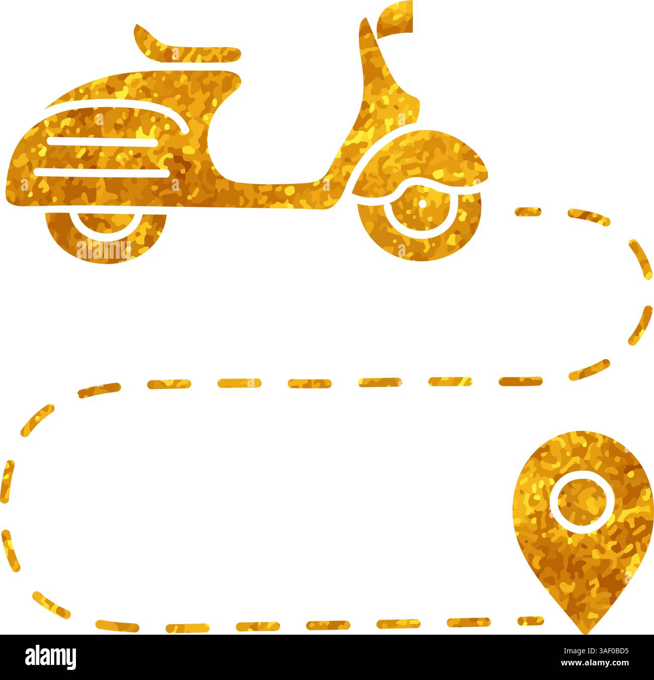 drawing in gold color style map scooter route icon Stock Vector Image ...