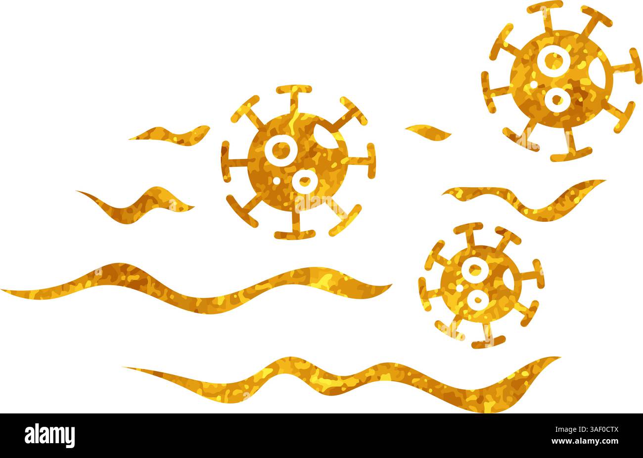 Wind carried viruses drawing in gold color style Stock Vector Image ...