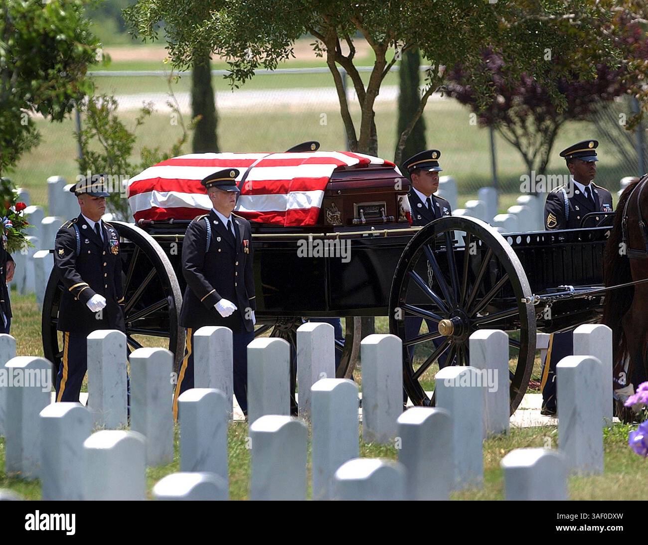 May 21, 2005; San Antonio, TX, USA; A caisson bearing the casket of ...