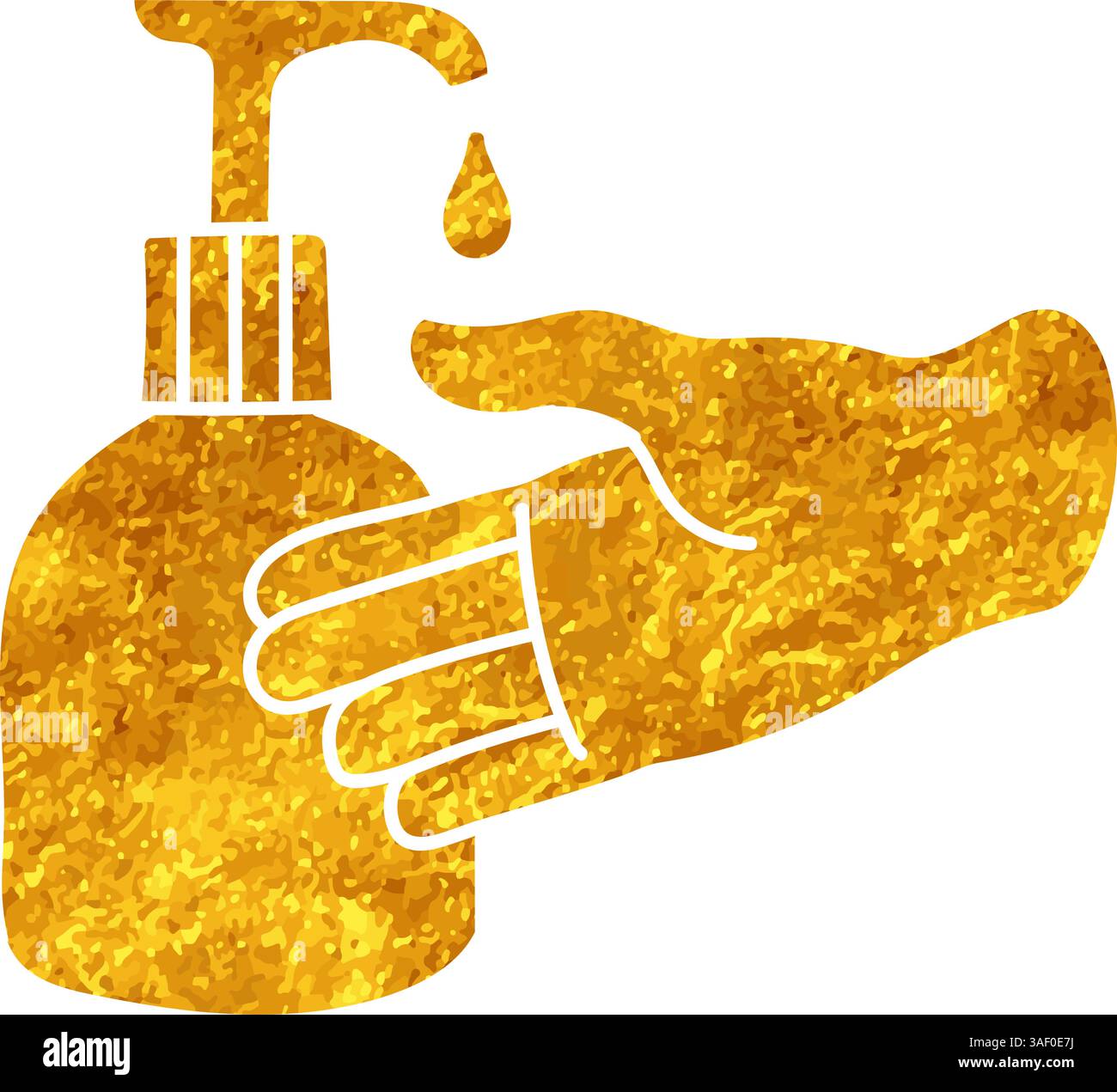 Disinfected hand using disinfectant drawing in gold color style Stock ...