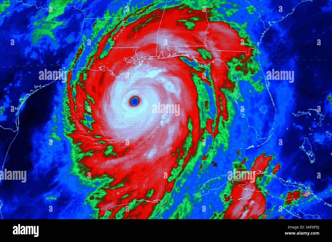 Aug 29, 2005; Miami, FL, USA; Satellite imagery of Hurricane Katrina as ...