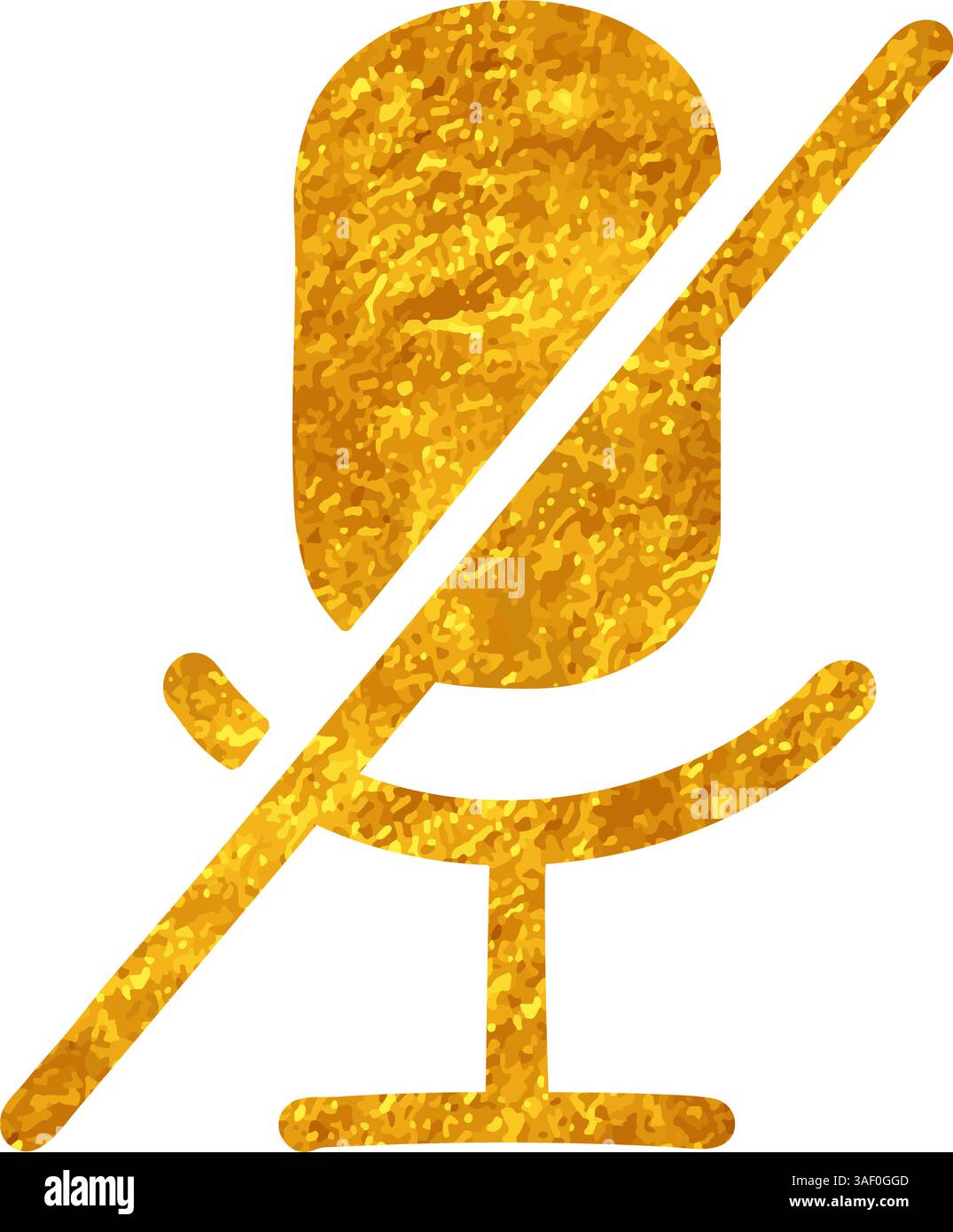 Microphone disabled drawing in gold color style Stock Vector Image ...