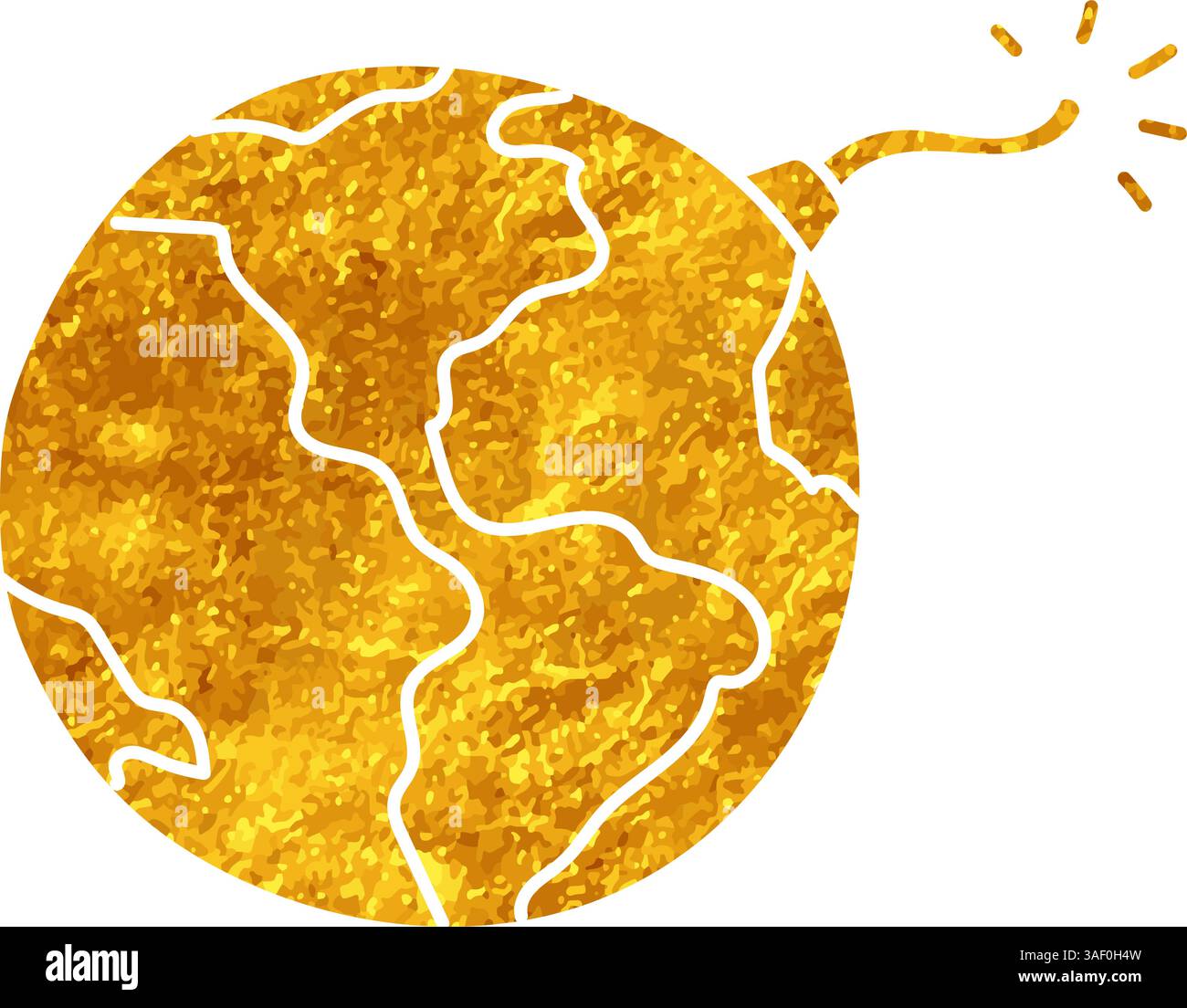Explosive earth drawing in gold color style Stock Vector Image & Art ...