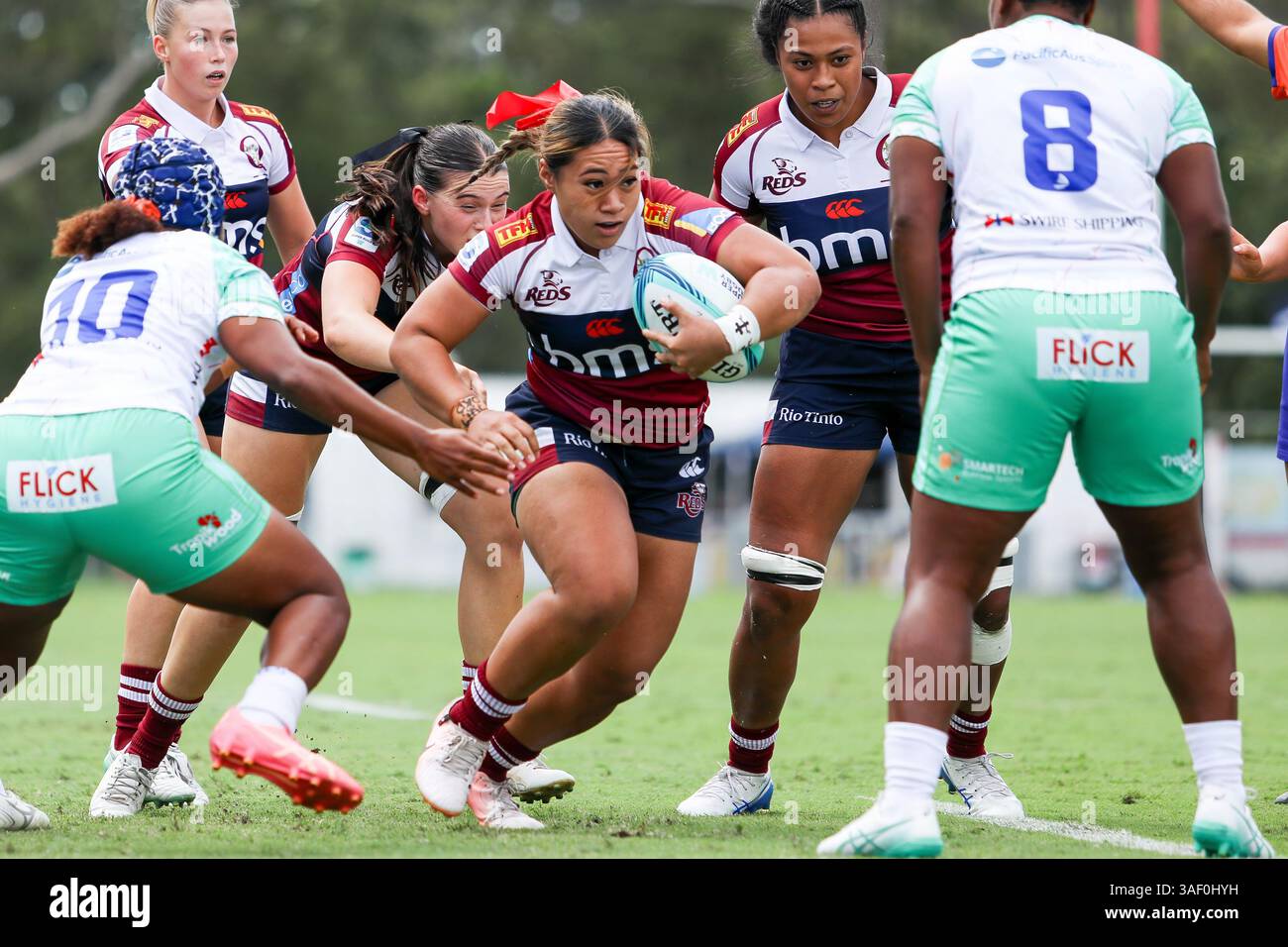 Shalom Sauaso breaks a tackle for the Queensland Reds in their Semi ...
