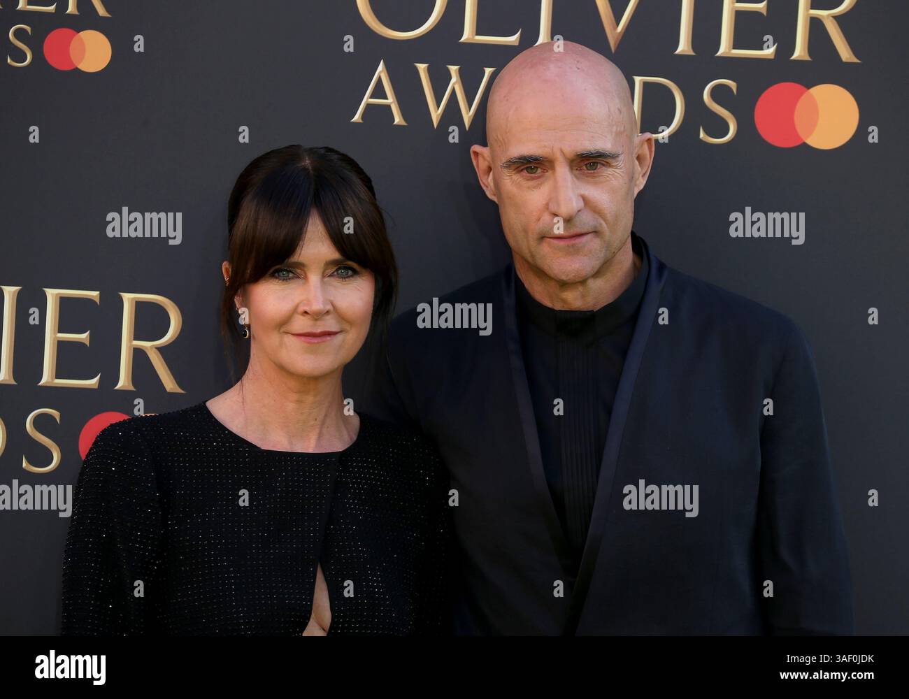 Liza Marshall and Mark Strong attend The Olivier Awards 2025 at The ...