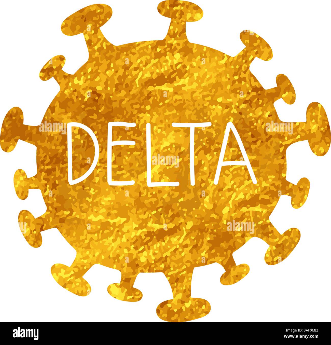 Delta variant coronavirus drawing in gold color style Stock Vector ...