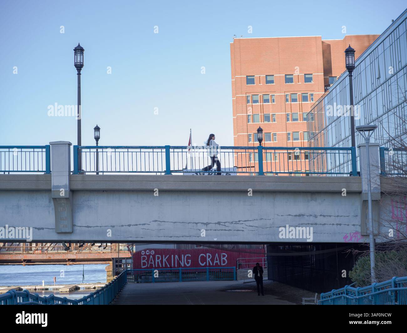 Boston Seaport City Landscape People Walking on Bridge Stock Photo - Alamy
