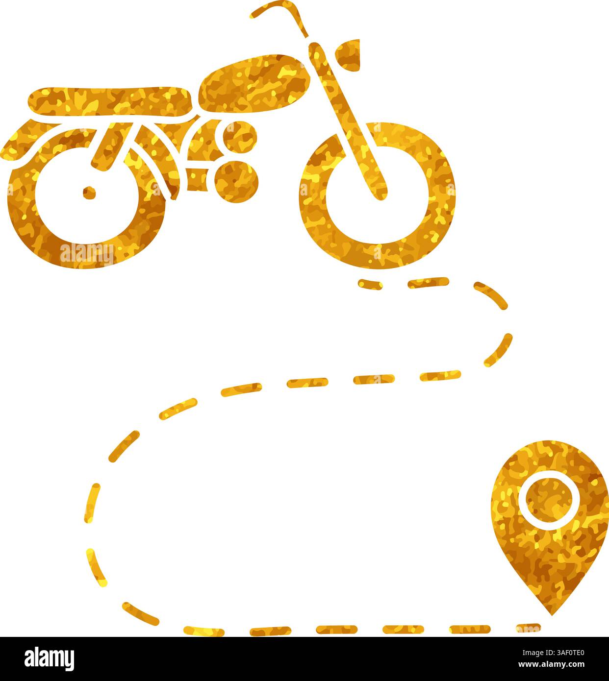 drawing in gold color style map motorcycle route Stock Vector Image ...