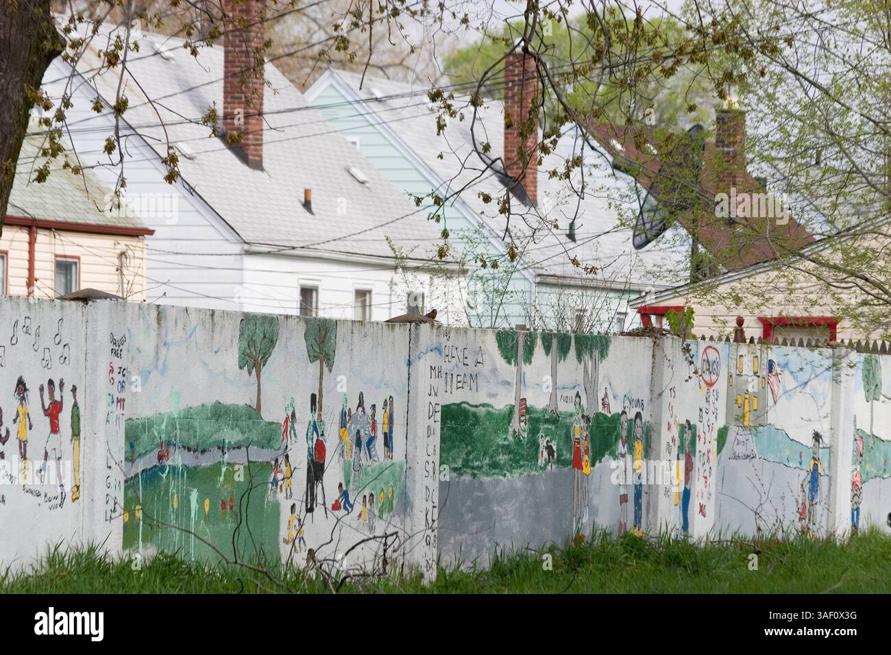 Apr 27, 2005; Detroit, MI, USA; A wall built in the 1940's to enforce ...