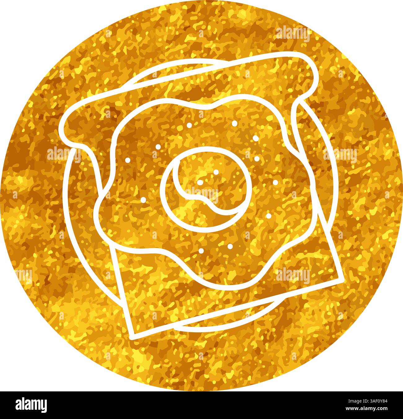 Bread and egg breakfast menu drawing in gold color style Stock Vector ...