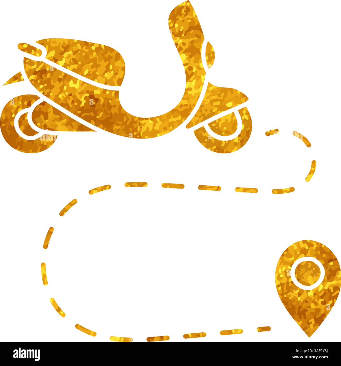 drawing in gold color style map scooter route Stock Vector Image & Art ...