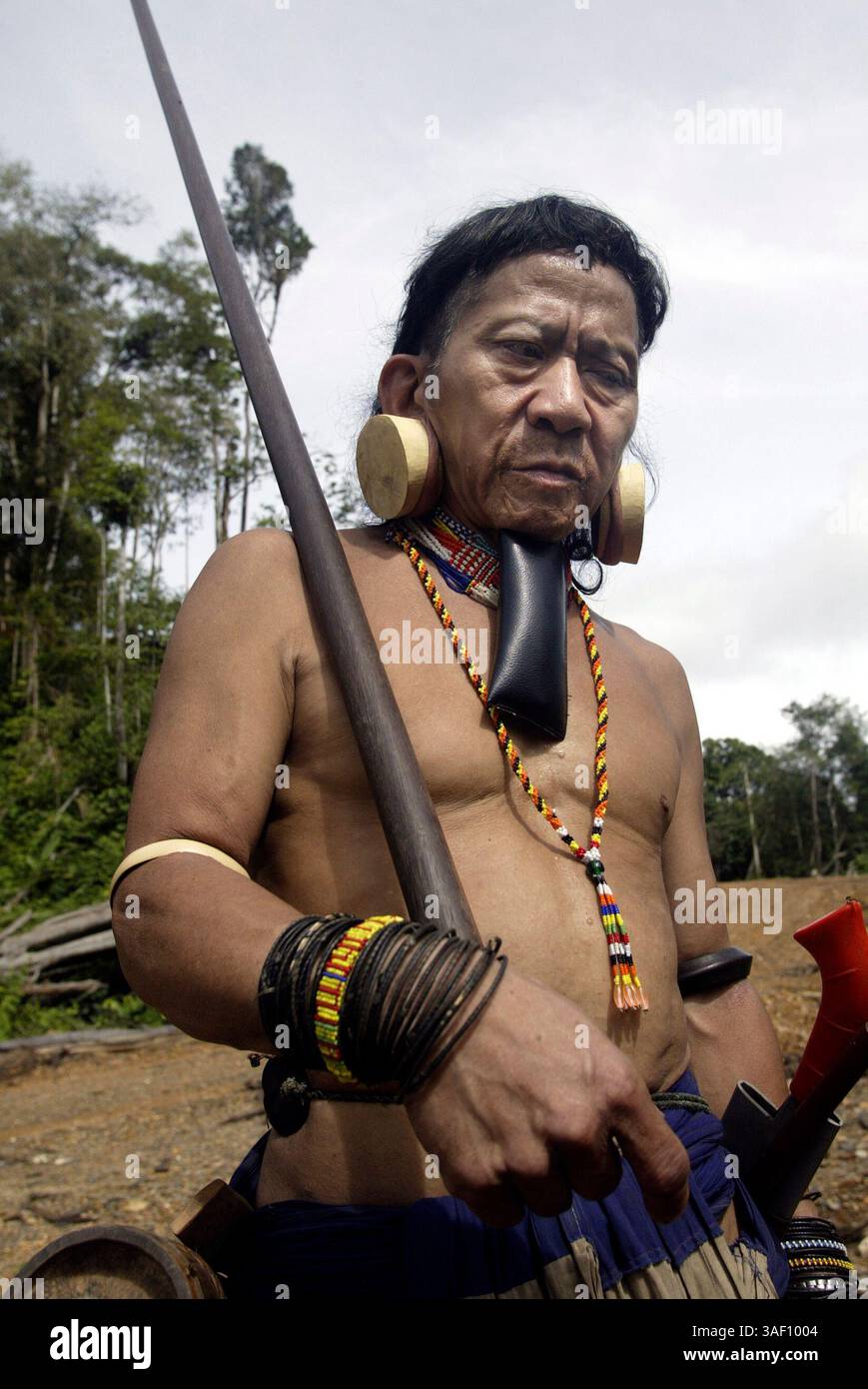 Jun 14, 2002; Sarawak, MALAYSIA; ALONG SEGA, a nomadic Penan chief ...