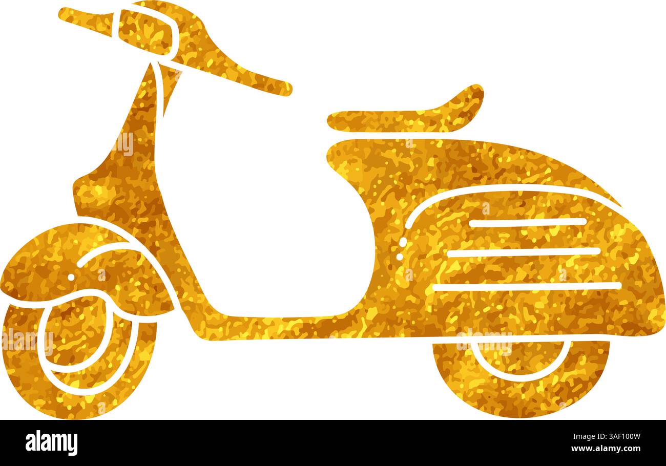 Vintage scooter drawing in gold color style Stock Vector Image & Art ...
