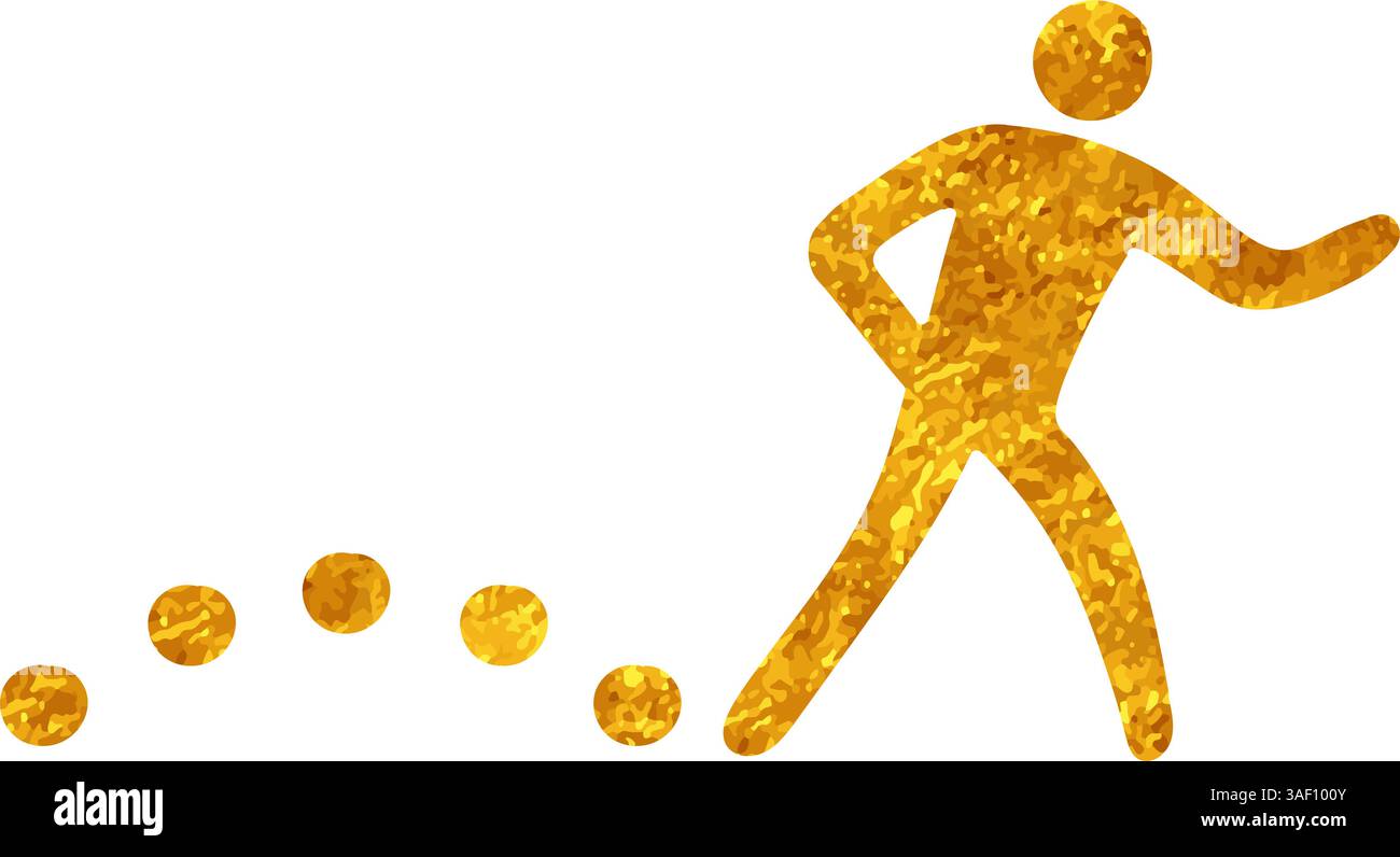 drawing in gold color style map walking route icon Stock Vector Image ...