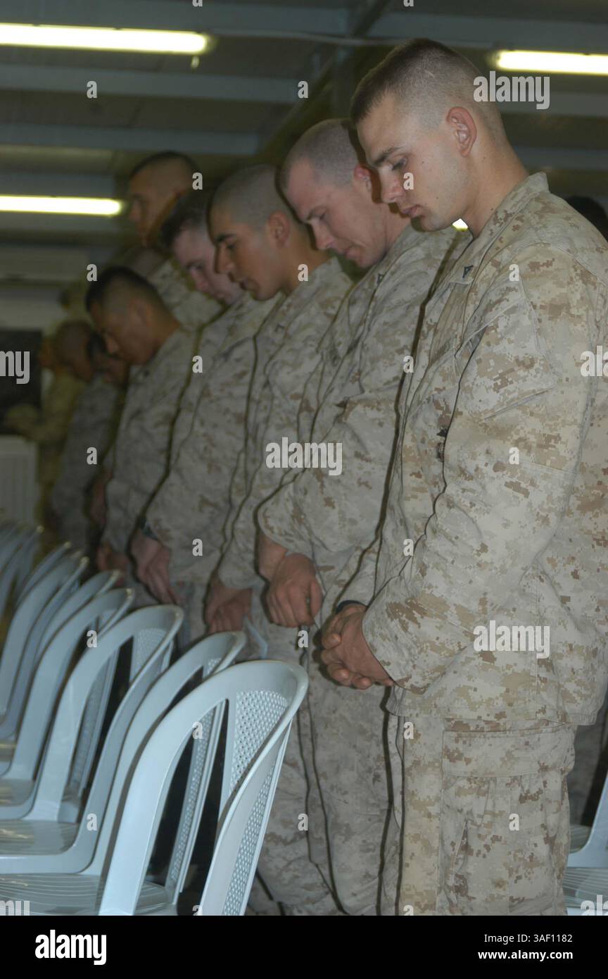Apr 19, 2005; Camp Ramadi, Iraq; Marines with 1st Battalion, 5th Marine ...