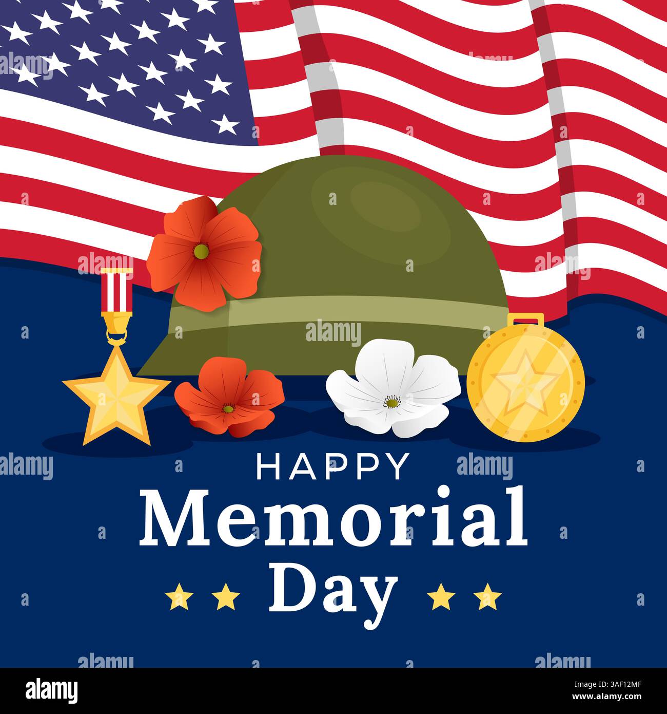 illustration for celebrate memorial day in flat style design Stock ...