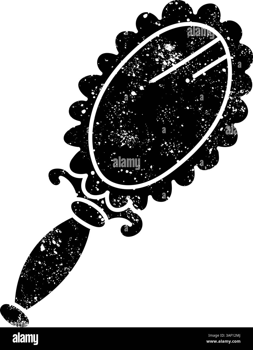 Vintage beauty hand held mirror black hand drawn icon in grunge look ...