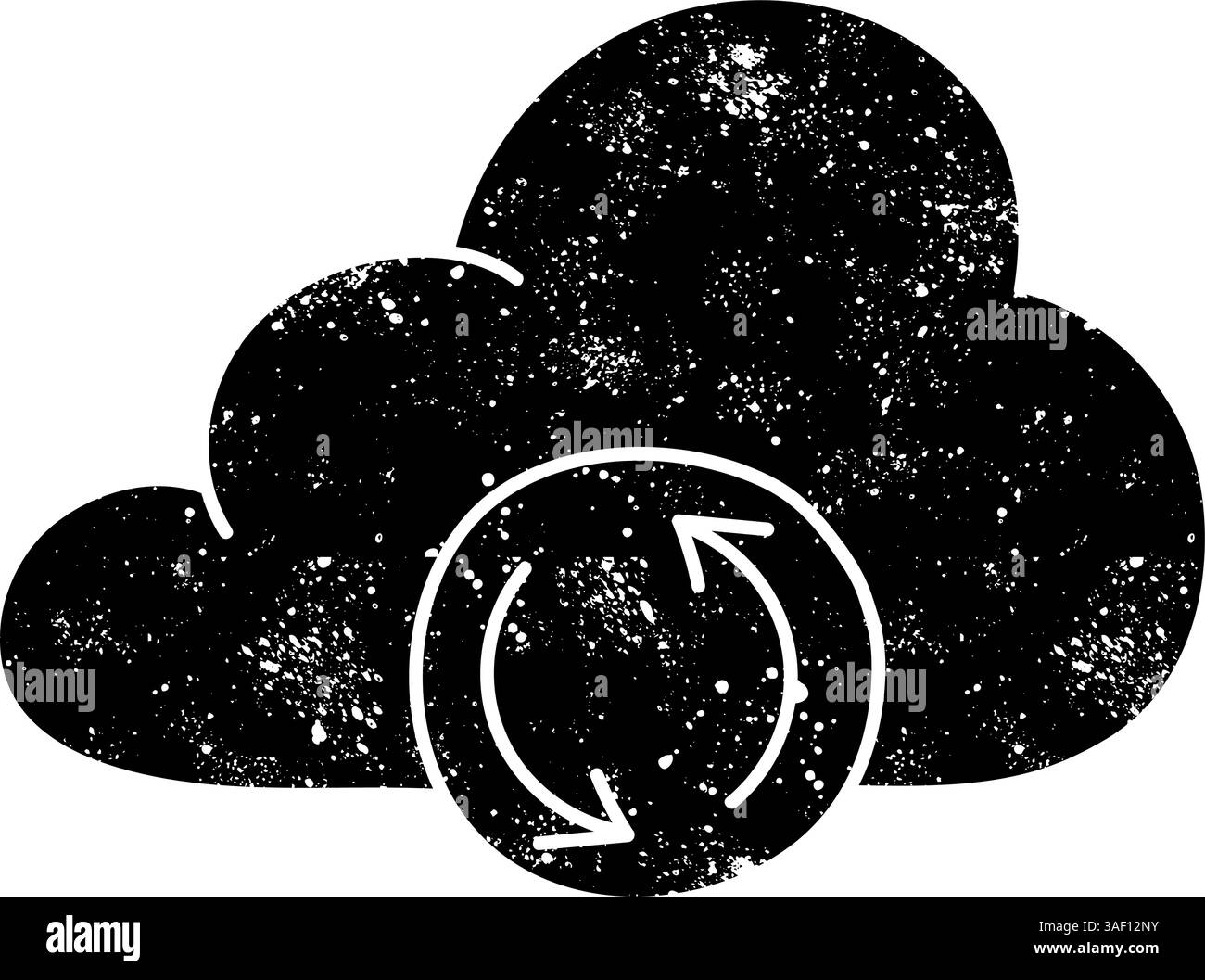 Cloud syncing black hand drawn icon in grunge look Stock Vector Image ...