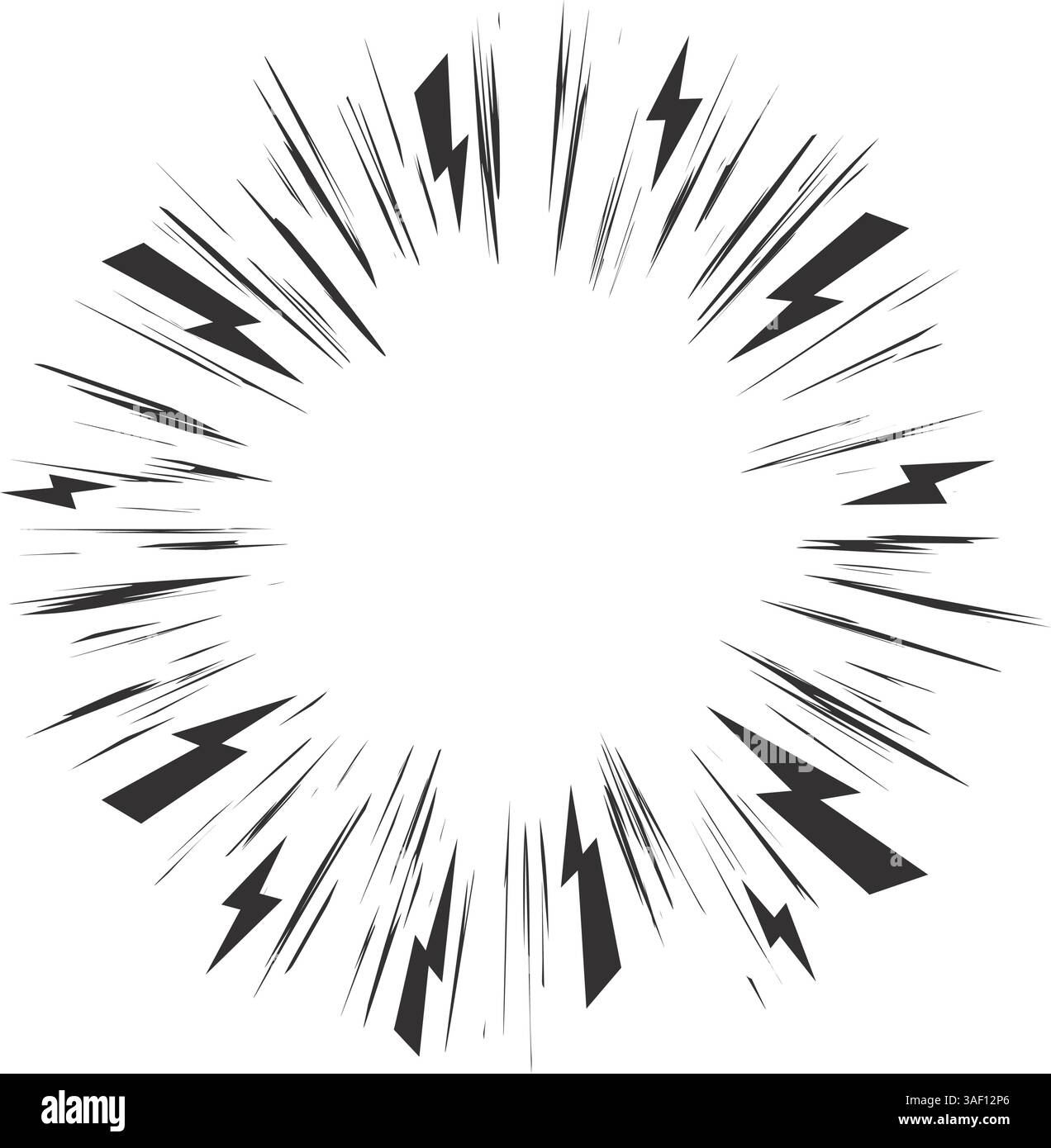 Comic speed lines effect. Anime vector radial burst on white background ...