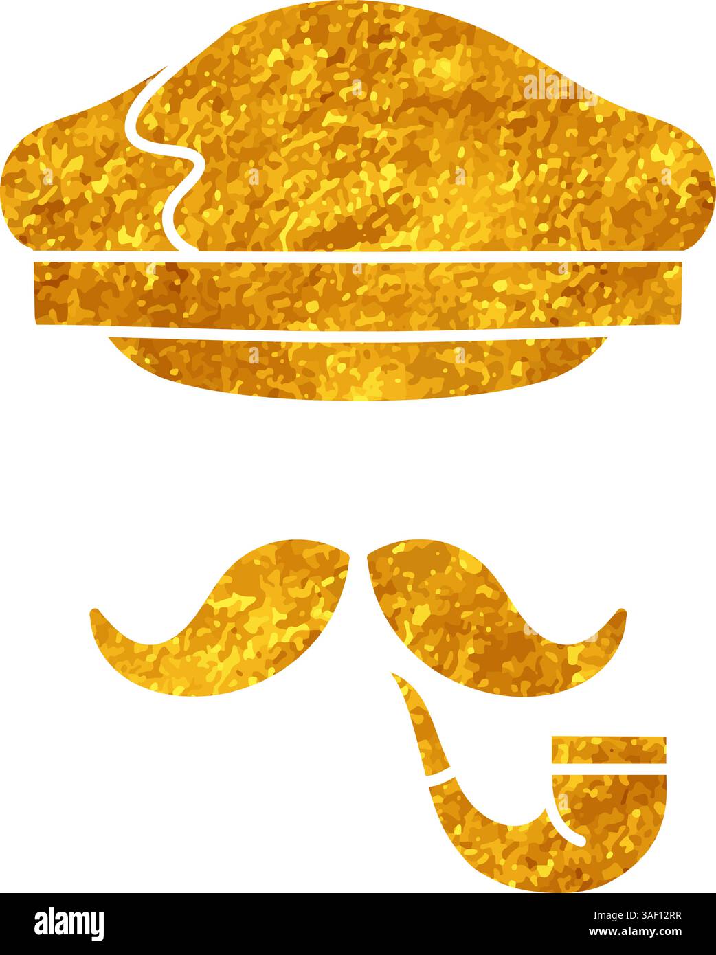 Ship captain hat and cigarette holder drawing in gold color style Stock ...