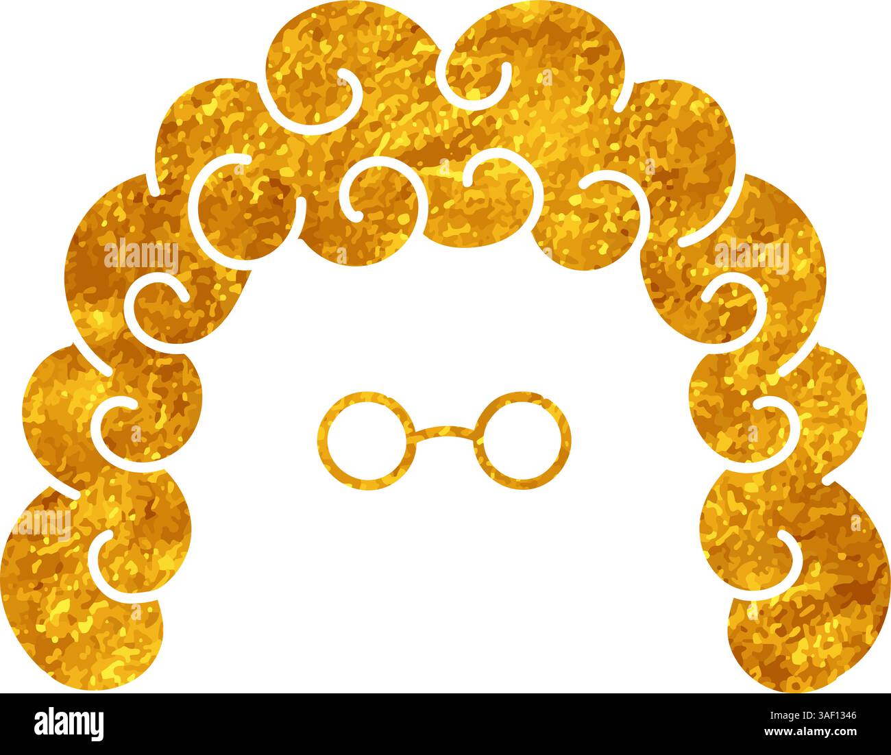 Judge hair and eyeglasses drawing in gold color style Stock Vector ...