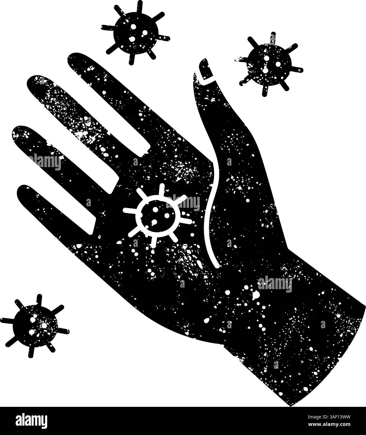 Viruses on human hand palm black hand drawn icon in grunge look Stock ...
