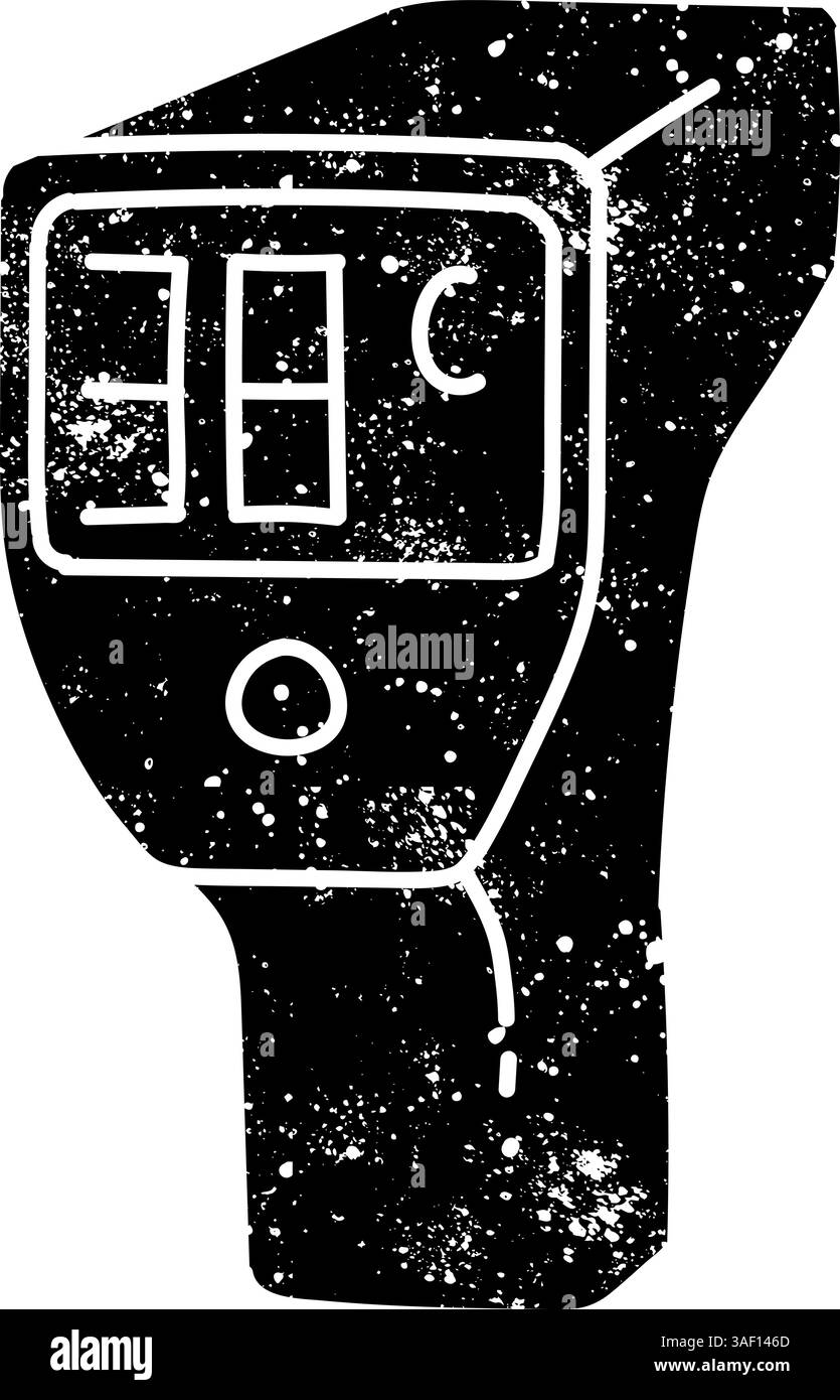 Digital thermo gun icon body temperature checking instrument black hand ...