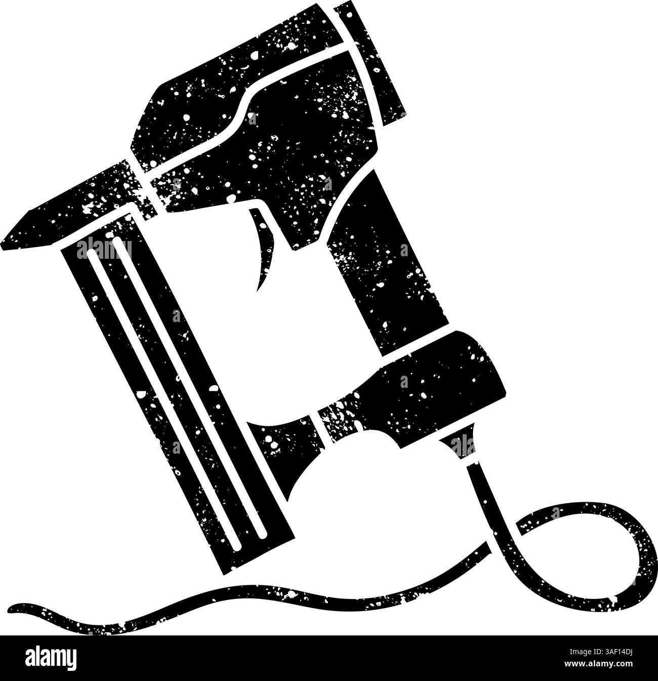 Air nailer nail gun tool black hand drawn icon in grunge look Stock ...