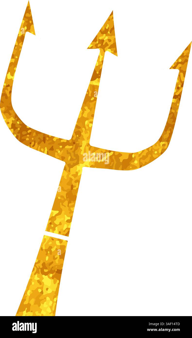 Poseidon trident drawing in gold color style Stock Vector Image & Art ...