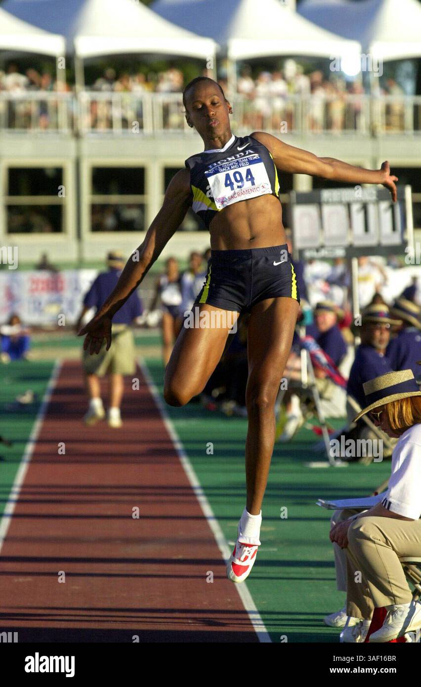 Jackie Joyner-Kersee competes in the long jump on Friday, July 14, 2000 ...