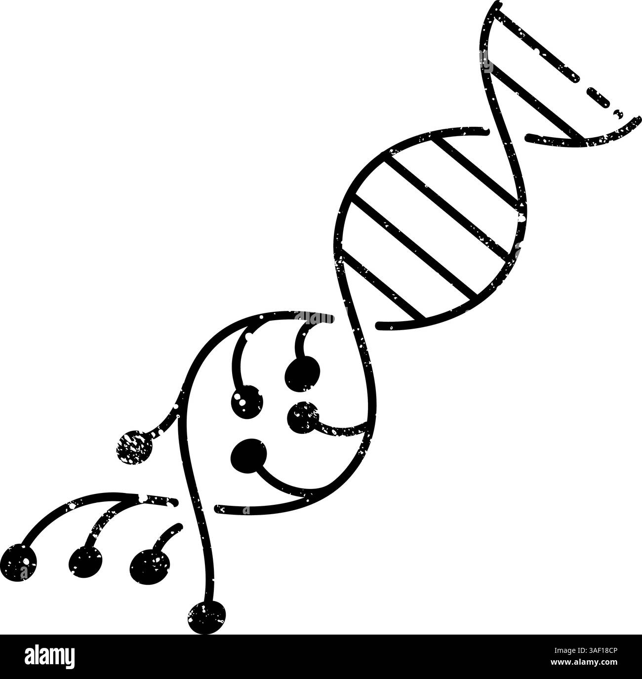 Artificially modified dna strains black hand drawn icon in grunge look ...