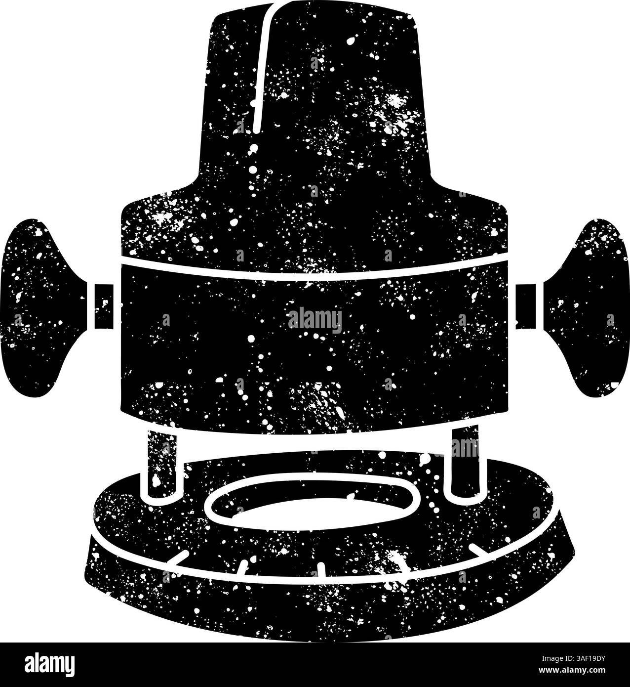 Electric woodworking router black hand drawn icon in grunge look Stock ...