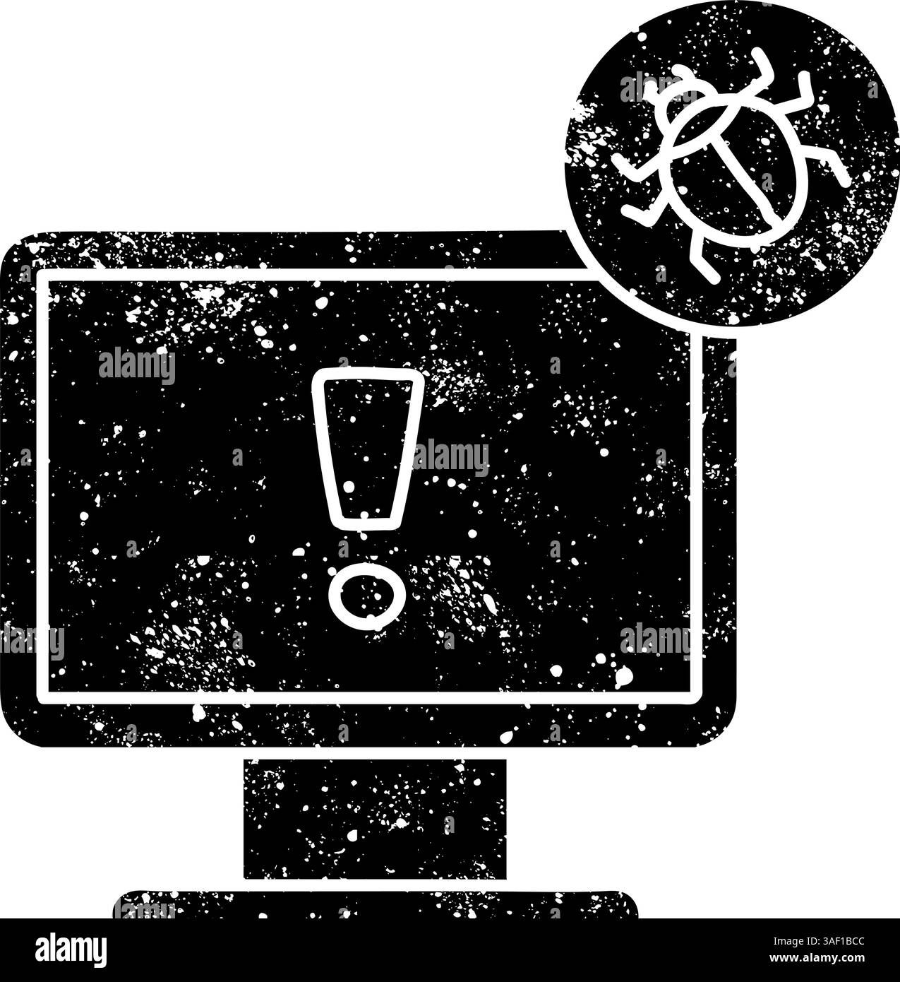 Computer bug black hand drawn icon in grunge look Stock Vector Image ...