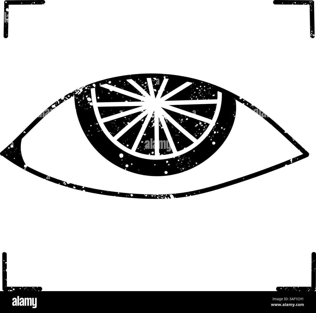 Face recognition eye scanner black hand drawn icon in grunge look Stock ...