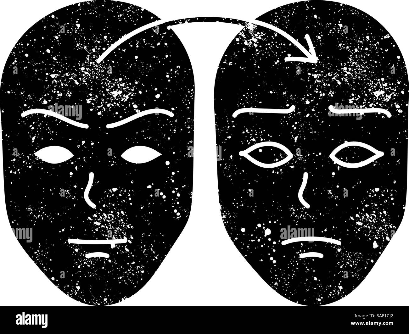 Deep fake icon face swap black hand drawn icon in grunge look Stock ...