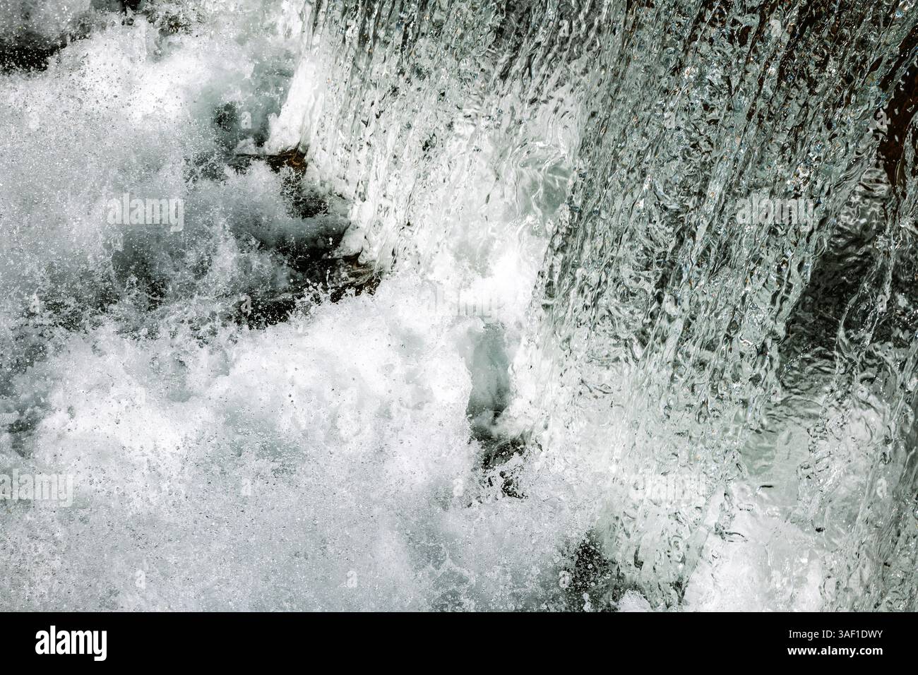 Waterfall splashing texture or background. Fast shutter speed, frozen ...