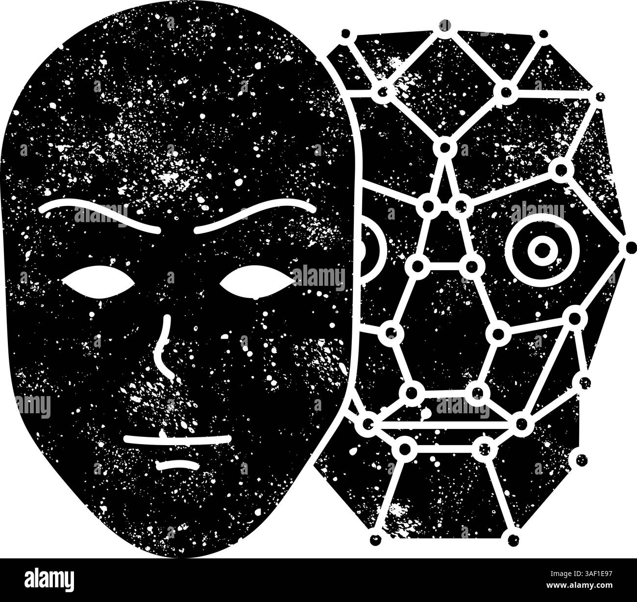 Deep fake icon face swap black hand drawn icon in grunge look Stock ...