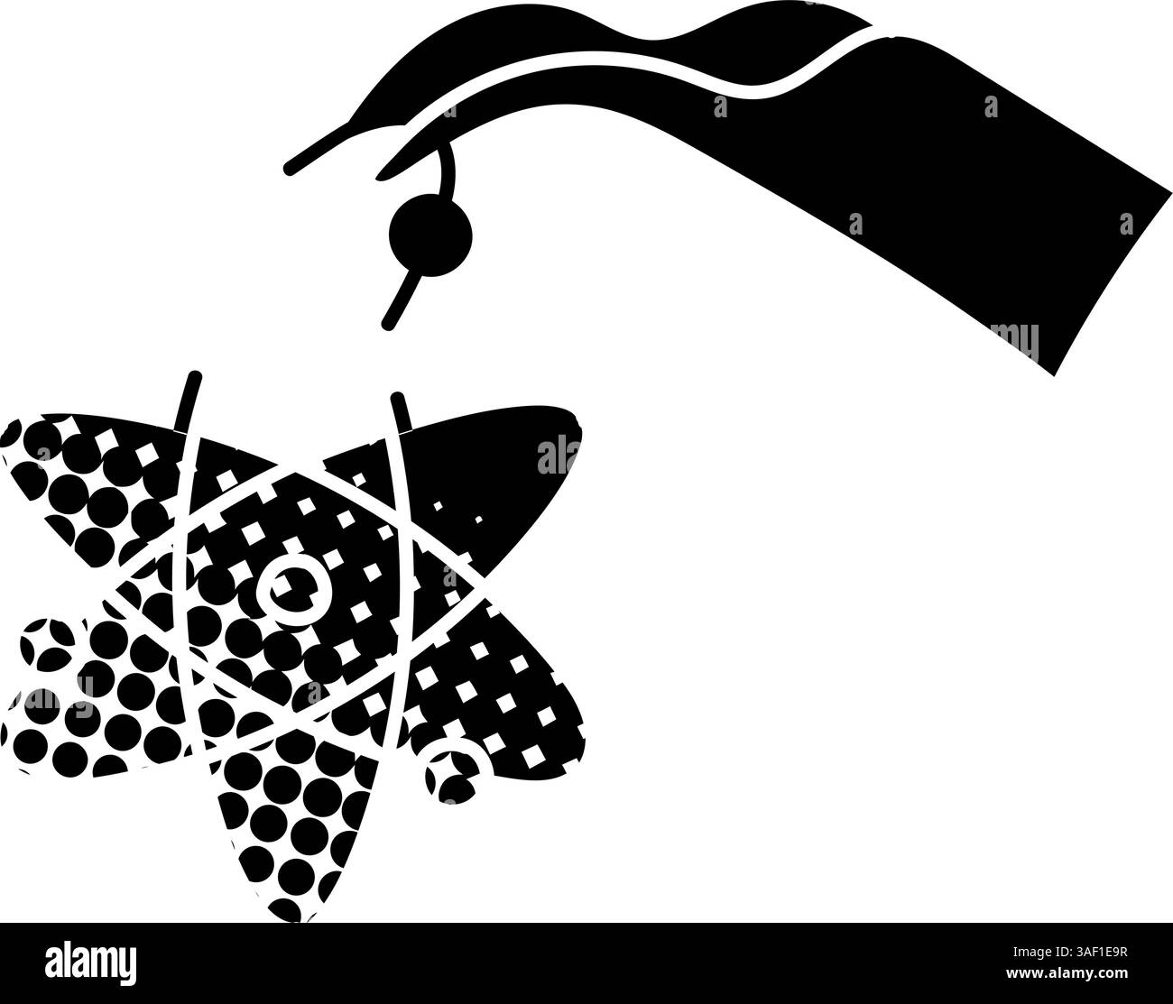 Artificially modified atom black hand drawn icon in halftone texture ...