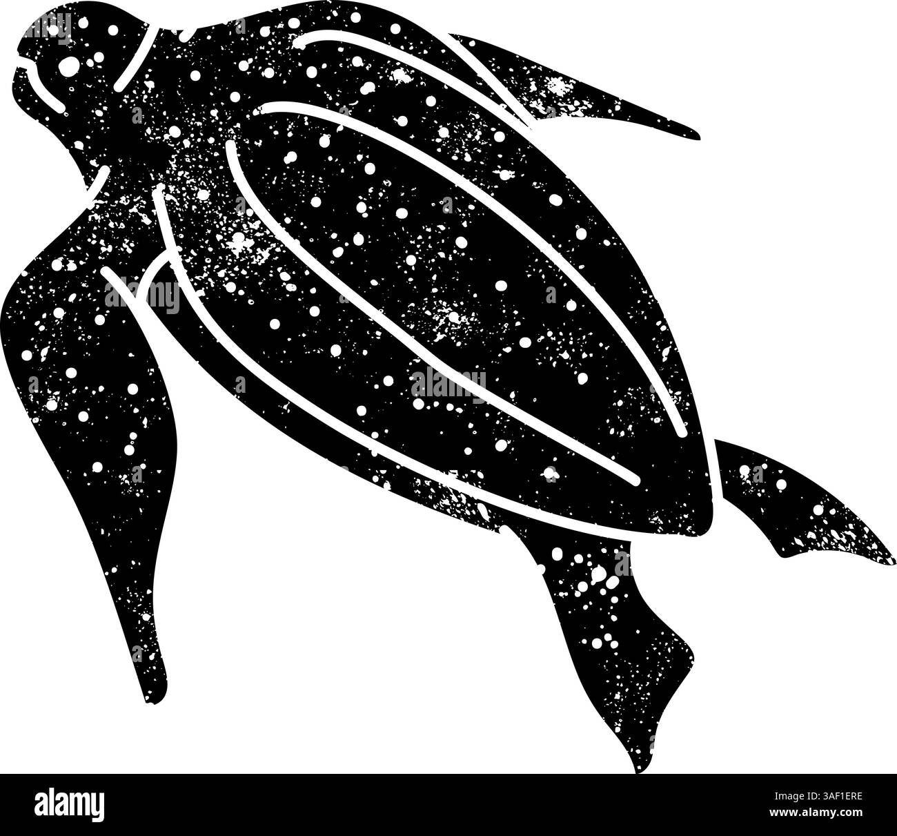 Leatherback sea turtle black hand drawn icon in grunge look Stock ...