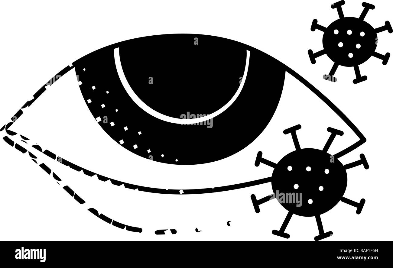 Virus contracted eye black hand drawn icon in halftone texture style ...