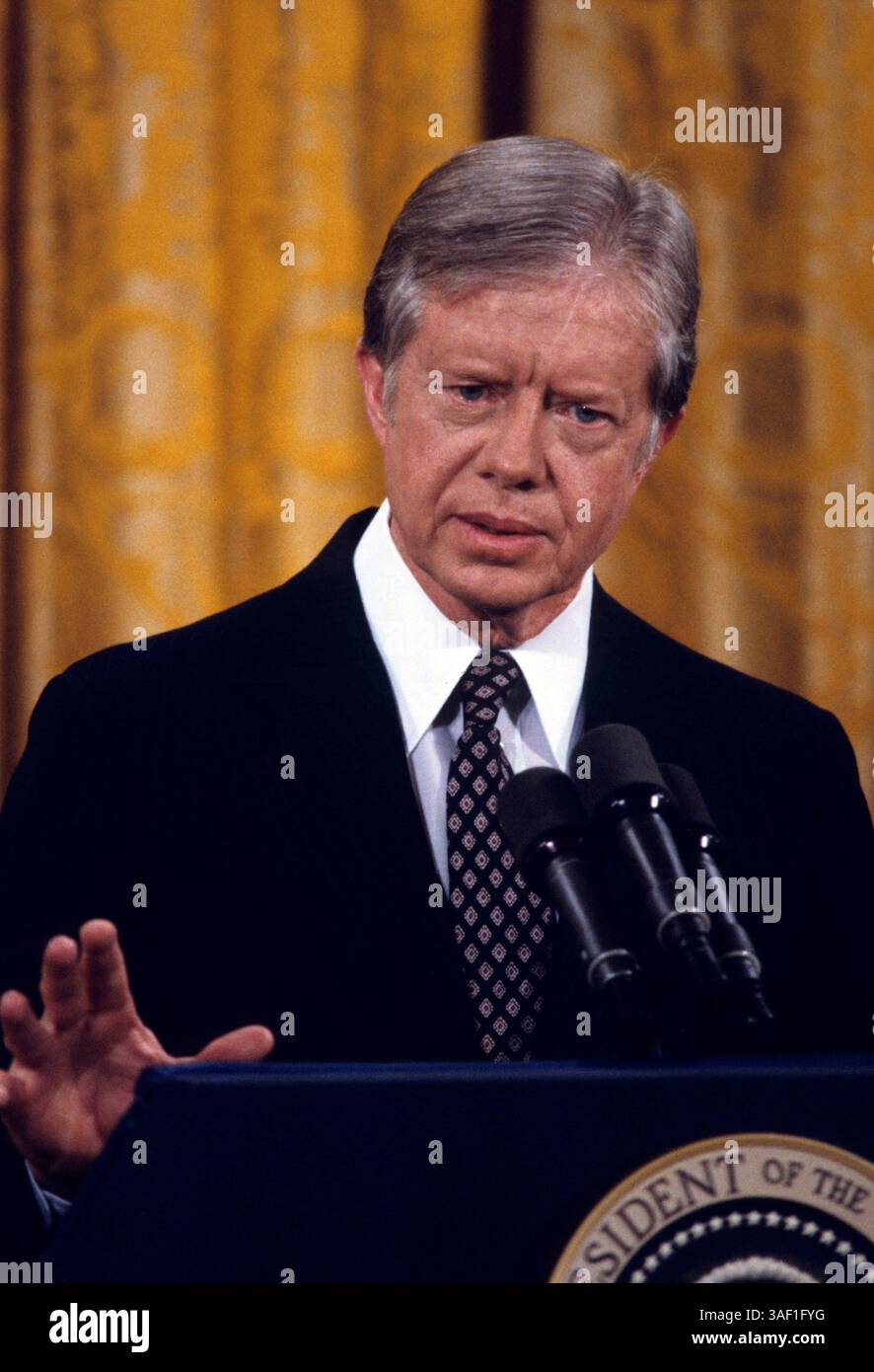 Apr 01, 1980; Washington, DC, USA; President JIMMY CARTER at White ...