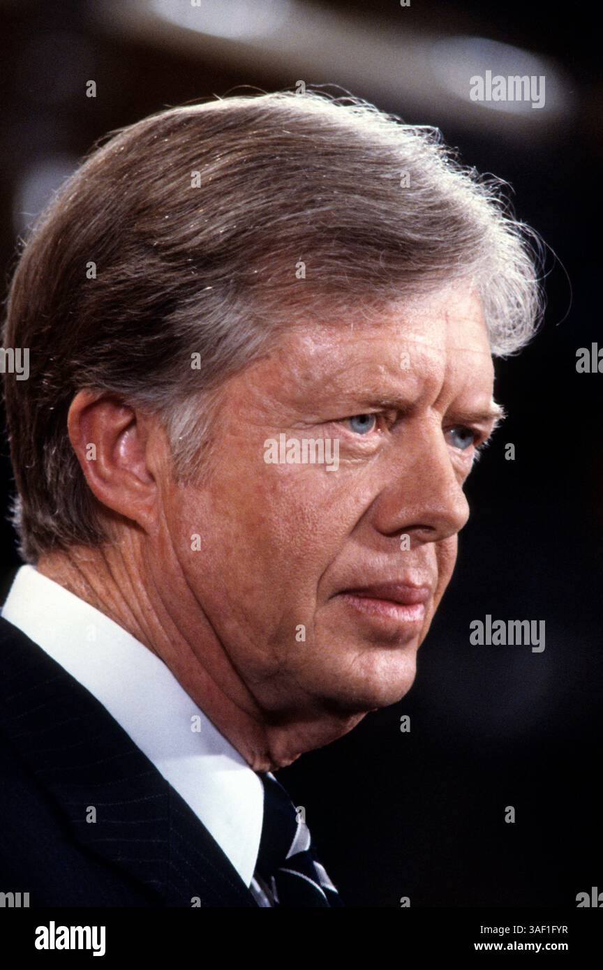 Apr 01, 1980; Washington, DC, USA; President JIMMY CARTER at press ...